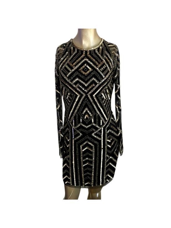 Gianni Bini | Dresses | Gianni Bini Geometric Beaded Sequin Dress Black ...